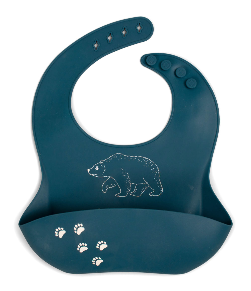 Silicone bib with print - Bear | Shop online hos - FILIBABBA