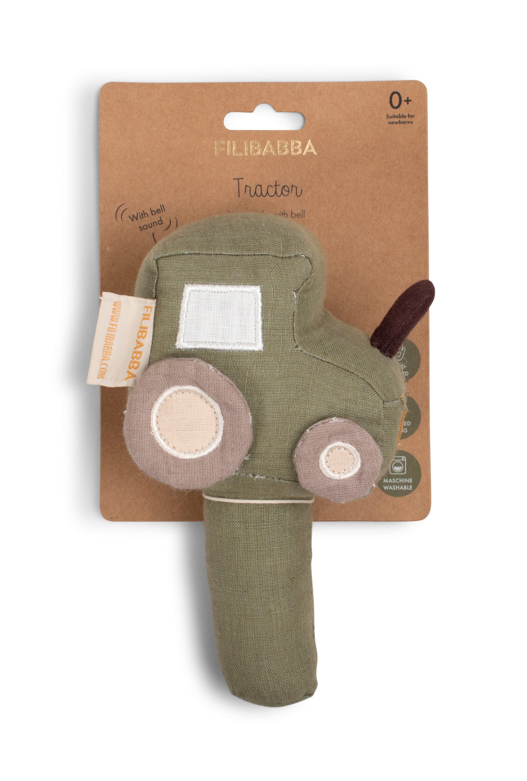Linen rattle - Tractor | Shop online hos - FILIBABBA